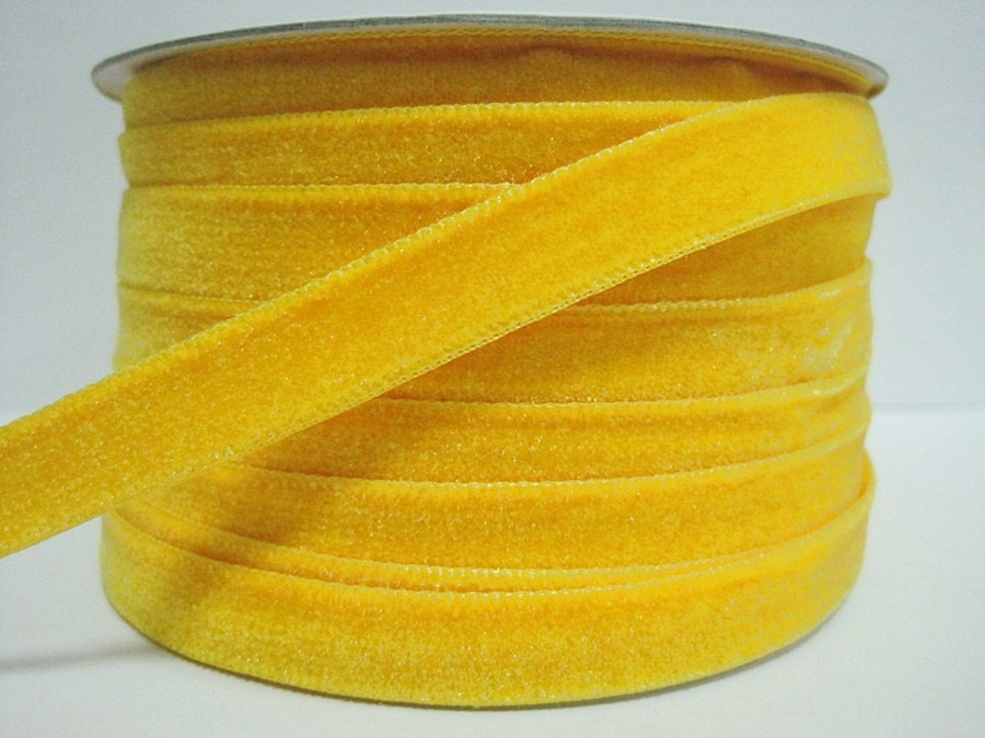 5 Yards 1/2" Bright Yellow Velvet Ribbon, Yellow Velvet Ribbon, Ribbon ...