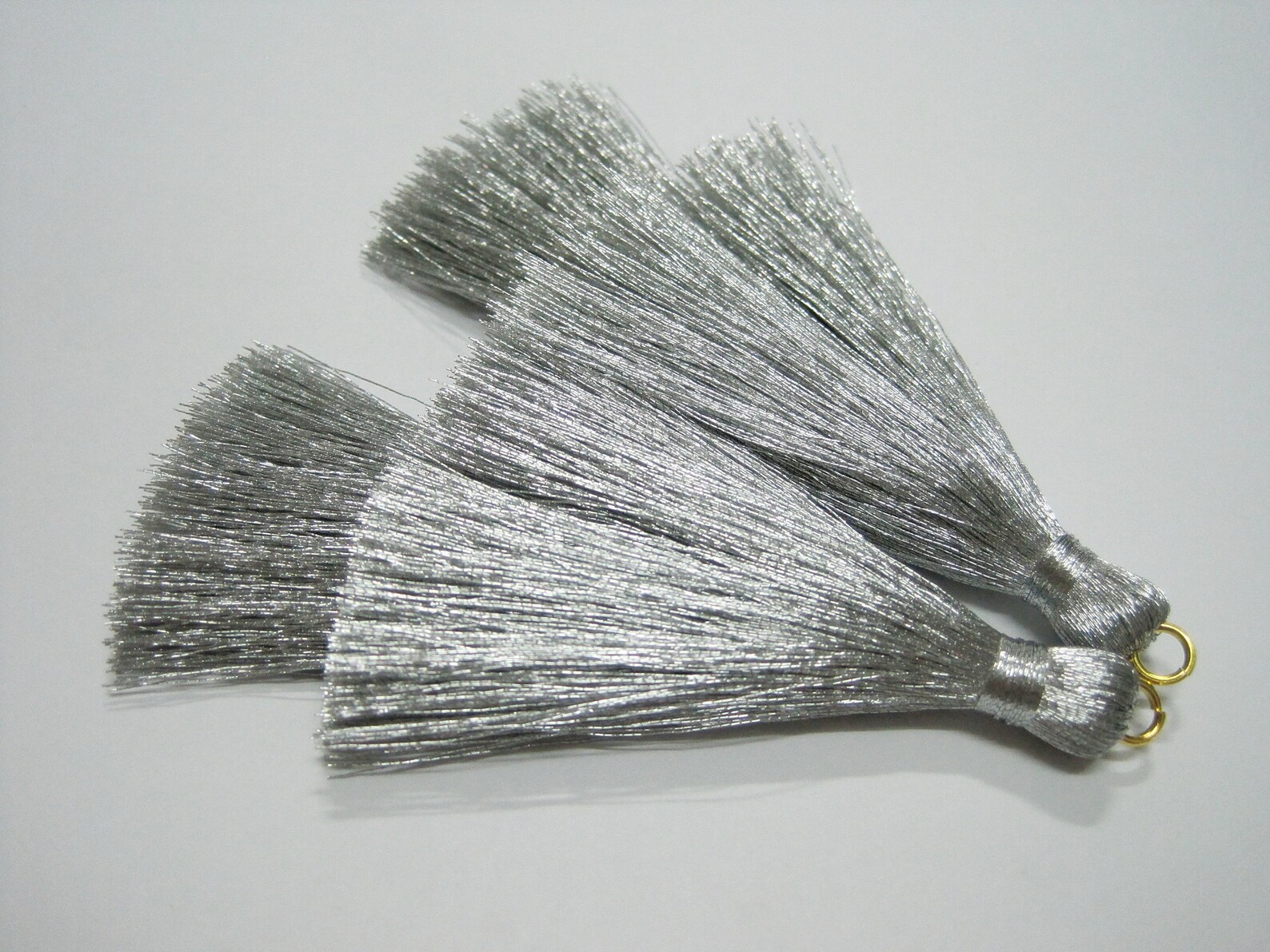 1 Pair Silver Double Metallic Tassel Metallic Tassel Double - Etsy