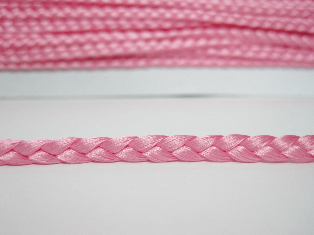 5 Yards 1/4" Braided Cord, Pink Cord, Flat Braided Cord, Flat Cord ...