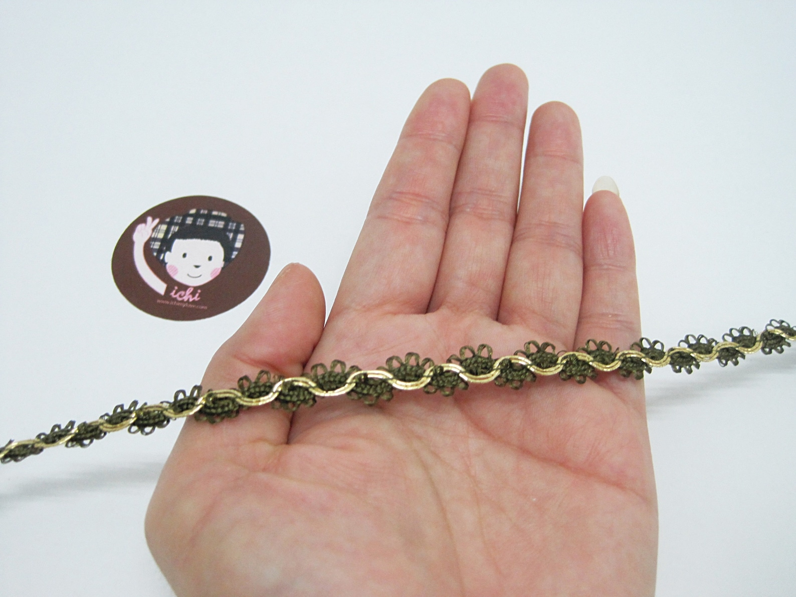 5 Yards Dark Green Picot Rick Rack With Gold Braided, Green Trim, Green ...