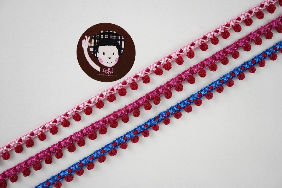 5 Meter rote Bommelborte, häkeln Pom Pom, häkeln Pom Pom Fransen, rote ...