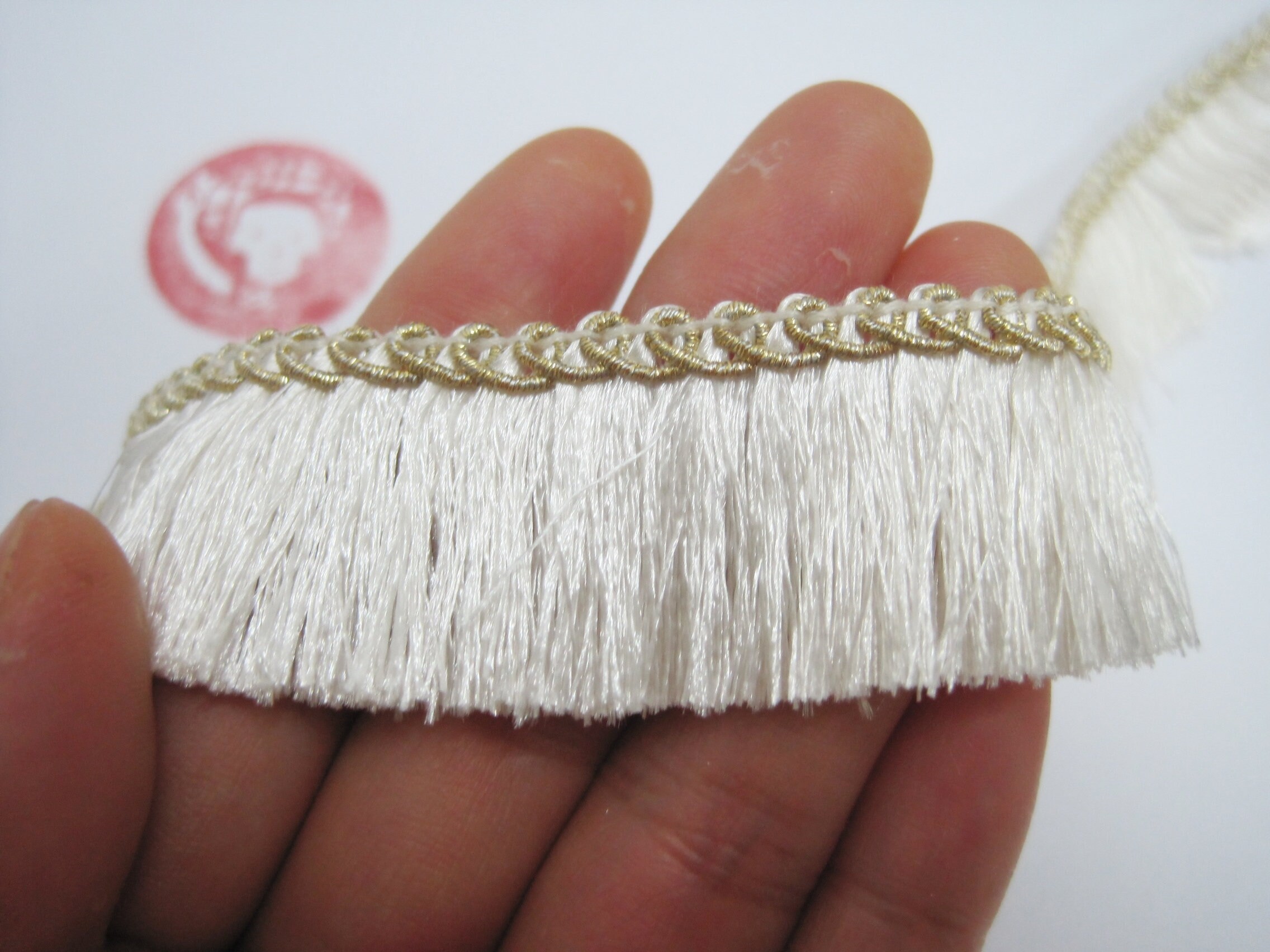 5 Yards Ivory Tassel Fringe Gold Metallic White Trim Fringe | Etsy