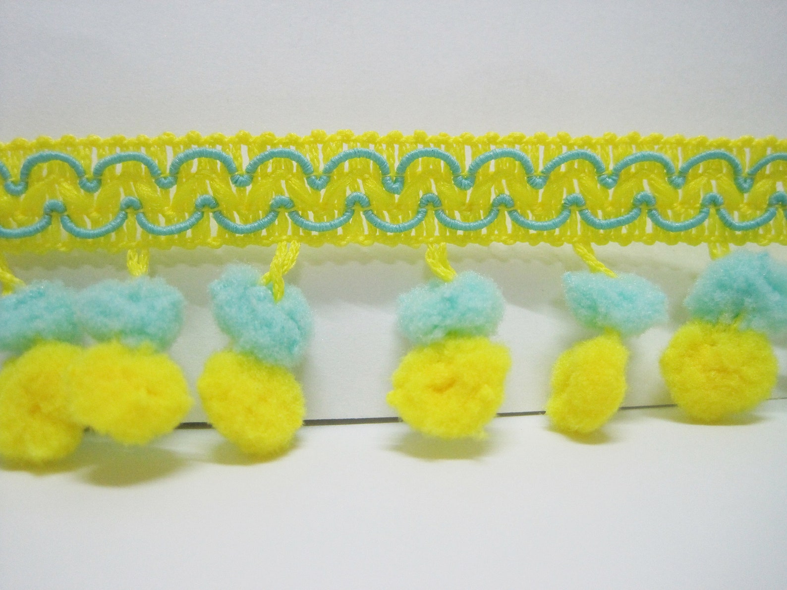 5 Yards BRIGHT YELLOW-MINT Mini Pom Pom Trim Pom Pom Fringe - Etsy