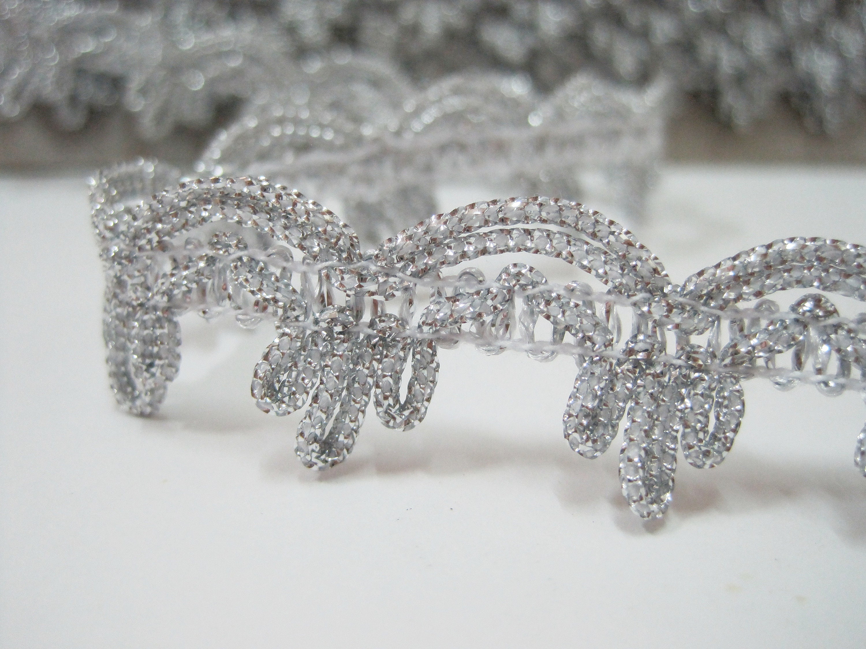 5 Yards 3/4 Silver Metallic Lace Metallic lace Braided | Etsy