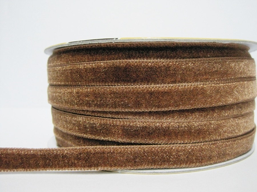 5 Yards 3/8" Light Brown Velvet Ribbon, Brown Ribbon, Ribbon Lot ...