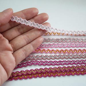 5 Yards Pink Rick Rack With Silver/gold Metallic, Pink Trim, Pink Rick ...