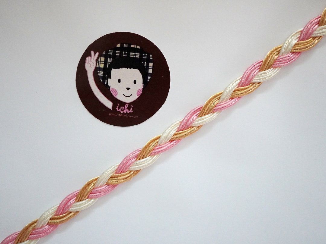5 Yards Coral Pink-harvest Gold-cream Braid, Multicolored Braid, Flat ...