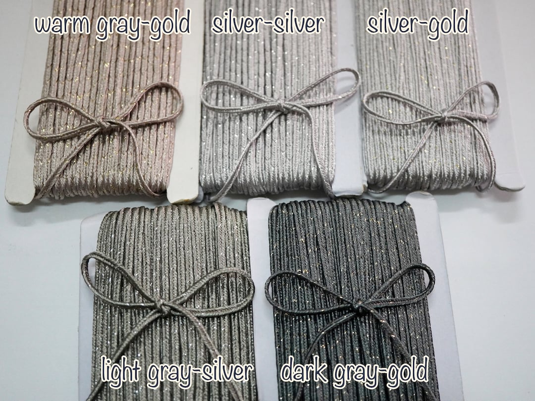5 Yards 3 Mm Gray Soutache Braid With Gold Metallic, Braided Cord ...