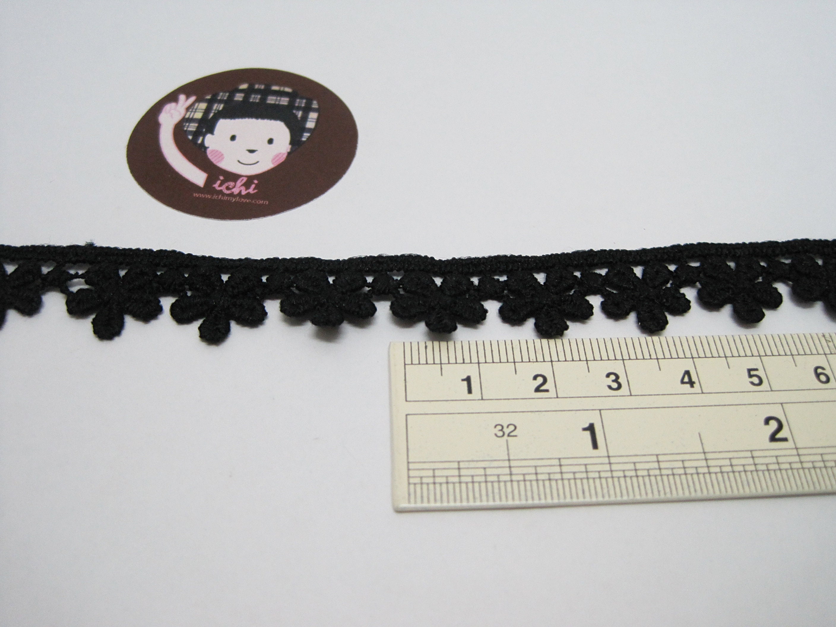 5 yards Black Flower Lace Crochet lace trim Ivory lace trim | Etsy