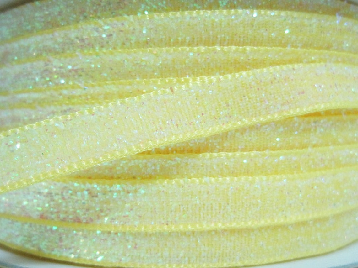 5 Yards 3/8 Light Yellow Glitter Ribbon Glitter Yarn - Etsy