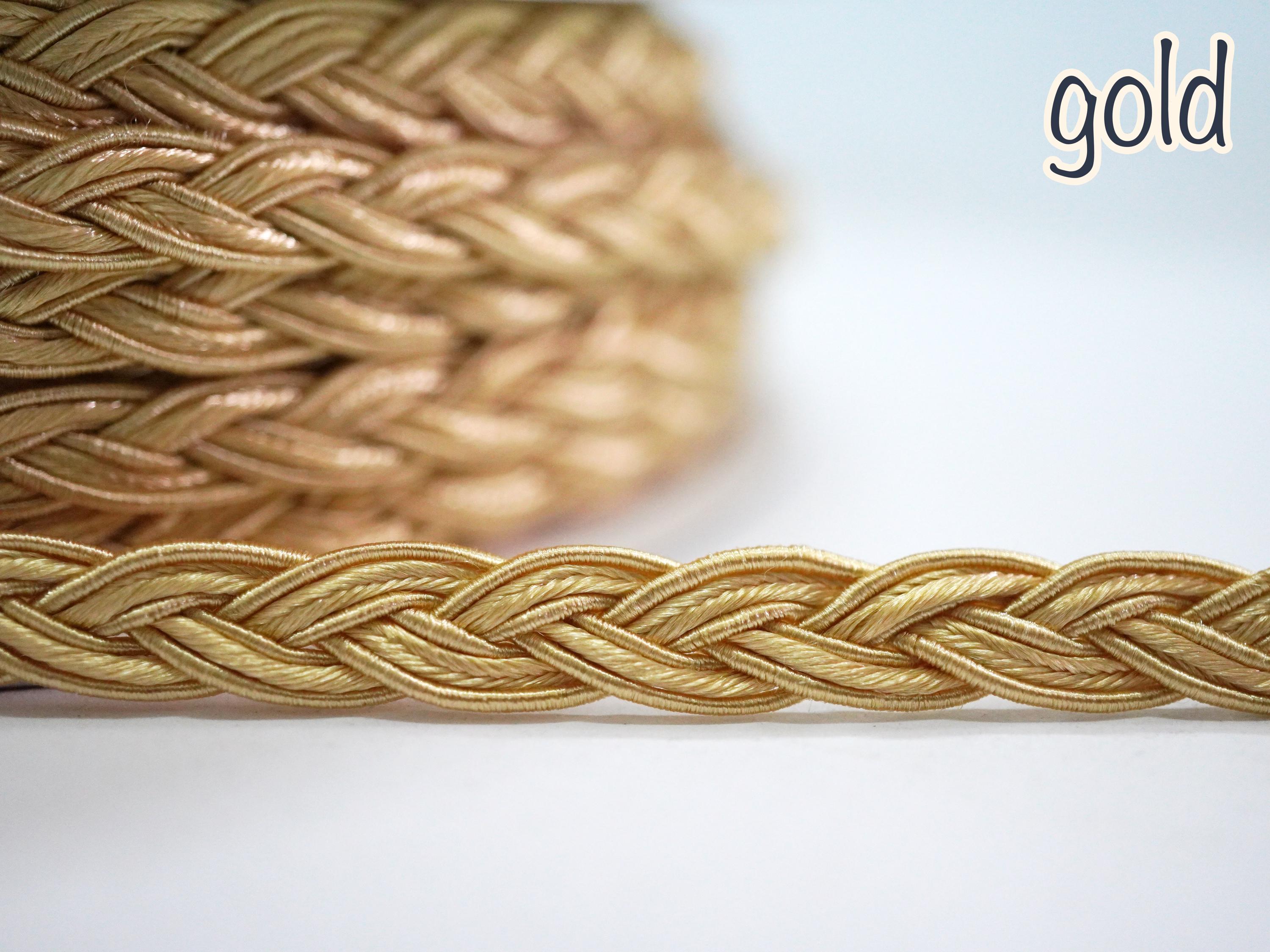 5 Yards 1/4" Gold Braided Cord, Braided Gimp Trim, Scroll Braid Trim ...