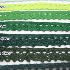 5 Yards 3/8" Green Tone Crochet Lace Trim, Teal Lace Trim, Crochet Lace ...