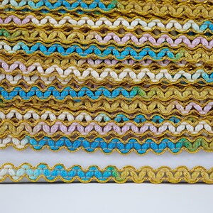 5 Yards Multicolored Rick Rack With Gold Metallic, Yellow Rick Rack ...