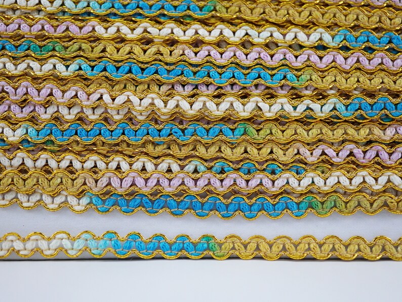 5 Yards Multicolored Rick Rack With Gold Metallic, Yellow Rick Rack ...