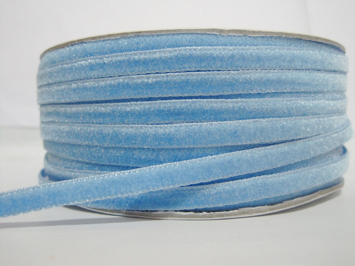5 Yards 1/4" Light Blue Velvet Ribbon, Blue Ribbon, Ribbon Lot ...
