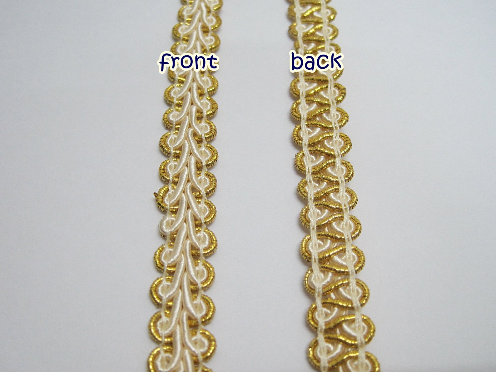 5 Yards 1/2 Cream Gimp Braided Gold Metallic Edge Trim | Etsy