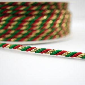 5 Yd 3 Mm. Christmas Cord With Gold Metallic, Christmas Trim, Christmas ...