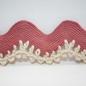 Rose Pink Crocheted Rick Rack Trim, Handmade Crochet Lace, Jumbo Rick ...