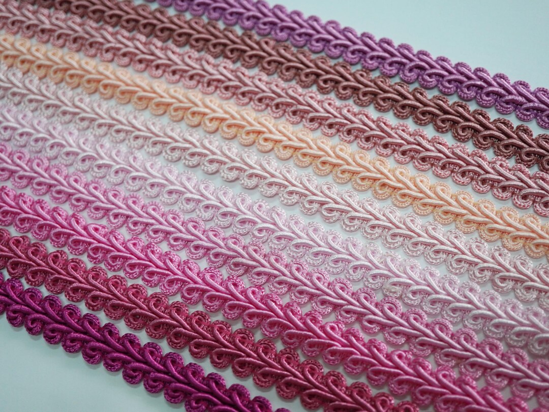 5 Yards 1/2" Pink Gimp Braided Trim, Gimp Braid, Braided Cord, Braided ...
