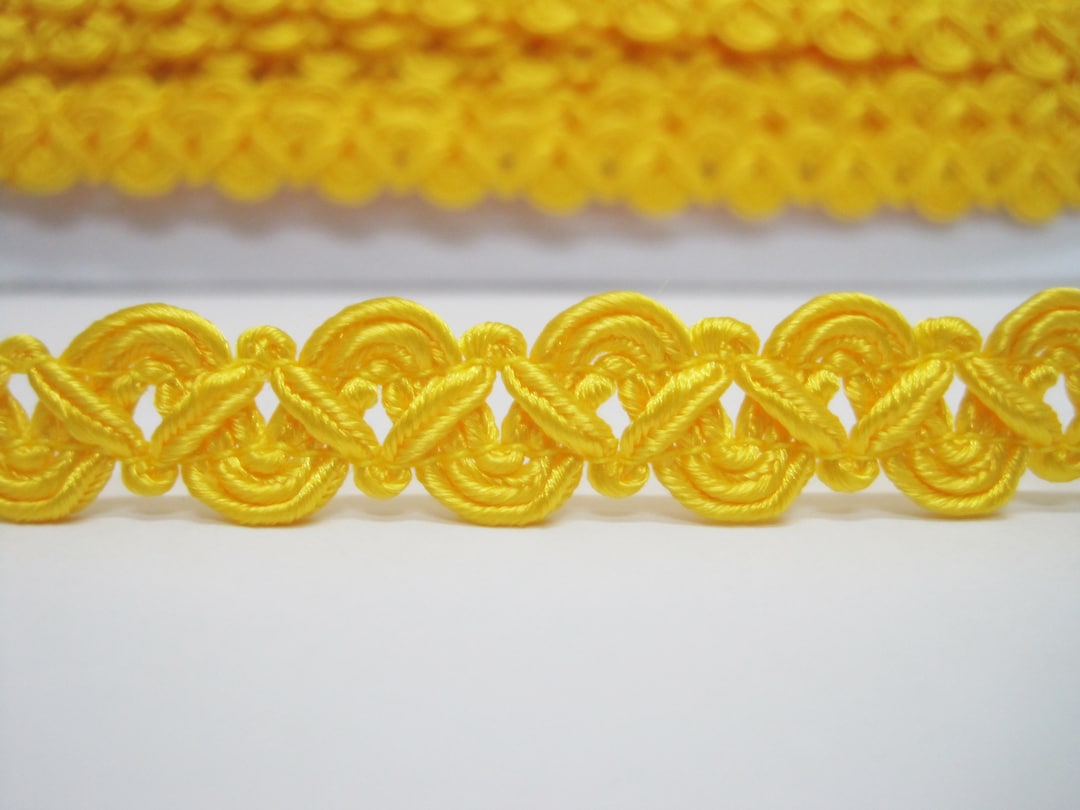 5 Yards Bright Yellow Braid, Braided Trim, Loop Trim, Braided Headband ...