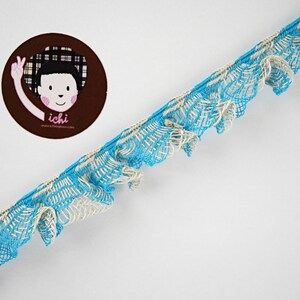 5 Yards Aqua Blue Linen Ruffle Trim, Ruffle Lace, Linen Lace Trim ...