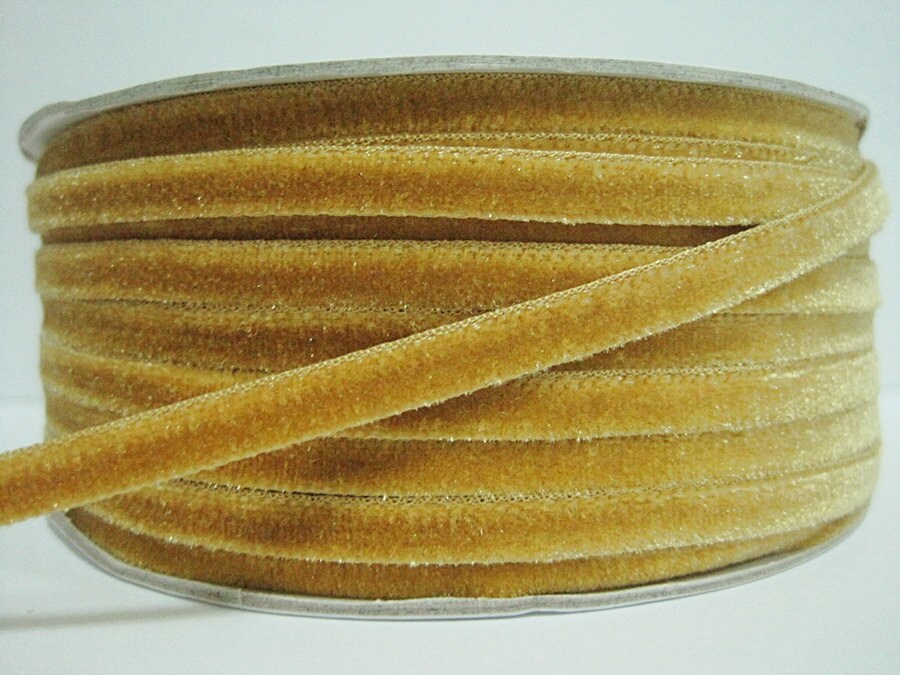 5 Yards 1/4 Gold Velvet Ribbon Gold Ribbon Ribbon Lot - Etsy