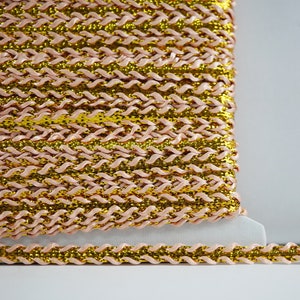 5 Yards Salmon Gold Metallic Braid, Flat Braided, Metallic Braid ...