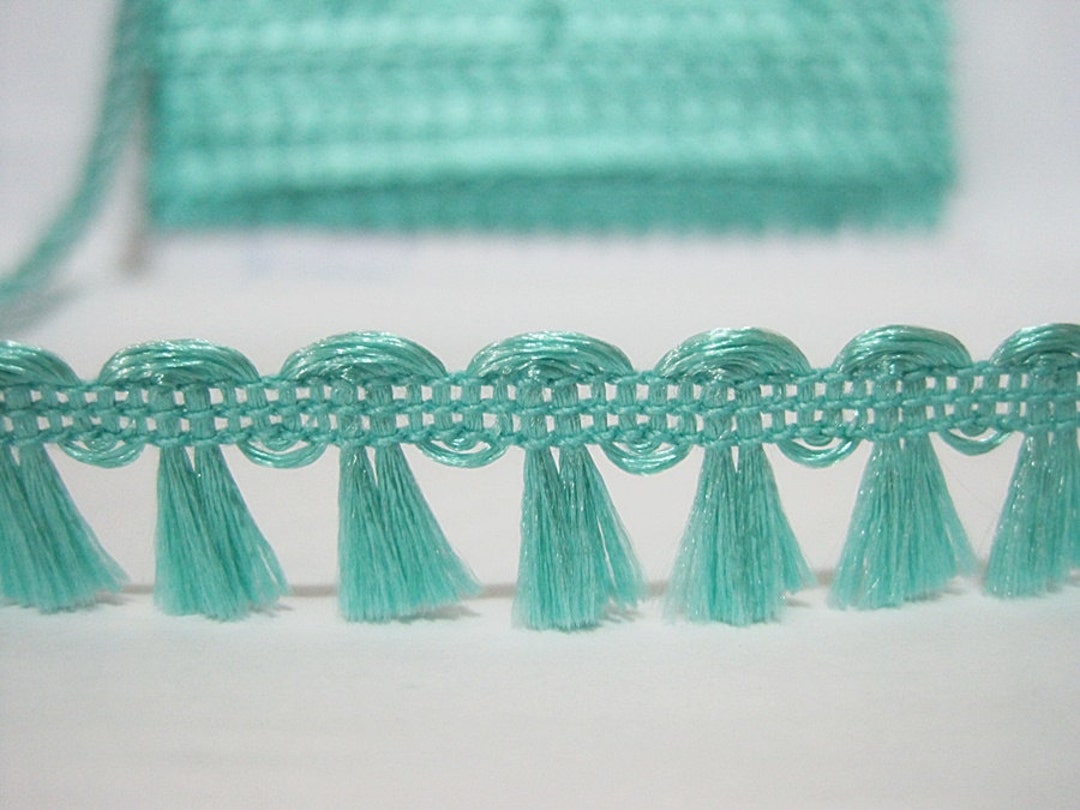 5 Yards Aqua Green Mini Tassel Trim, Teal Trim, Wholesale Trim, Trim ...