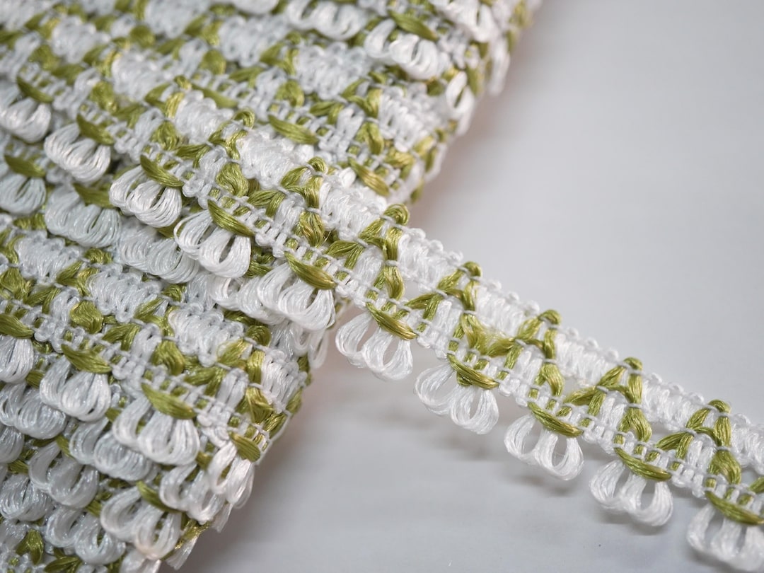 5 Yards 5/8” White & Olive Drab Green Loop Trim - Etsy