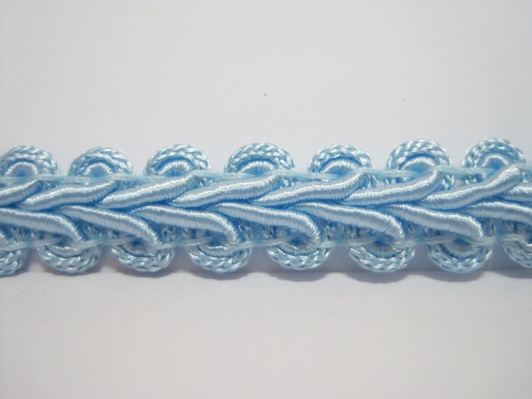 5 Yards 1/2" Light Blue Gimp Braided Trim, Gimp Braid, Braided Cord ...