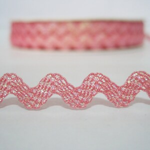 5 Yards Coral Pink Sparkly Rick Rack Trim, Glitter Trim, Ric Rac Trim ...