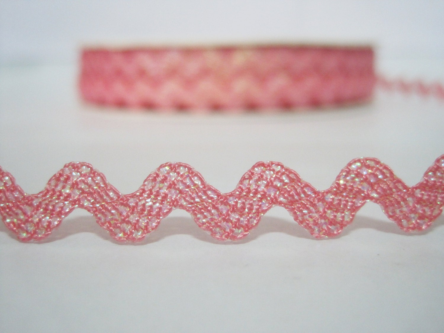 5 yards Coral Pink Sparkly Rick Rack Trim Glitter Trim Ric | Etsy