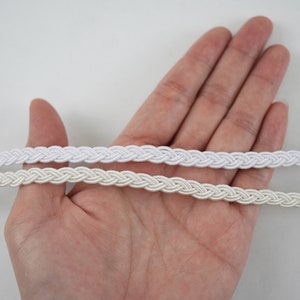 5 Yards 1/4" White Braided Cord, White Cord, Flat Braided Cord, Flat ...