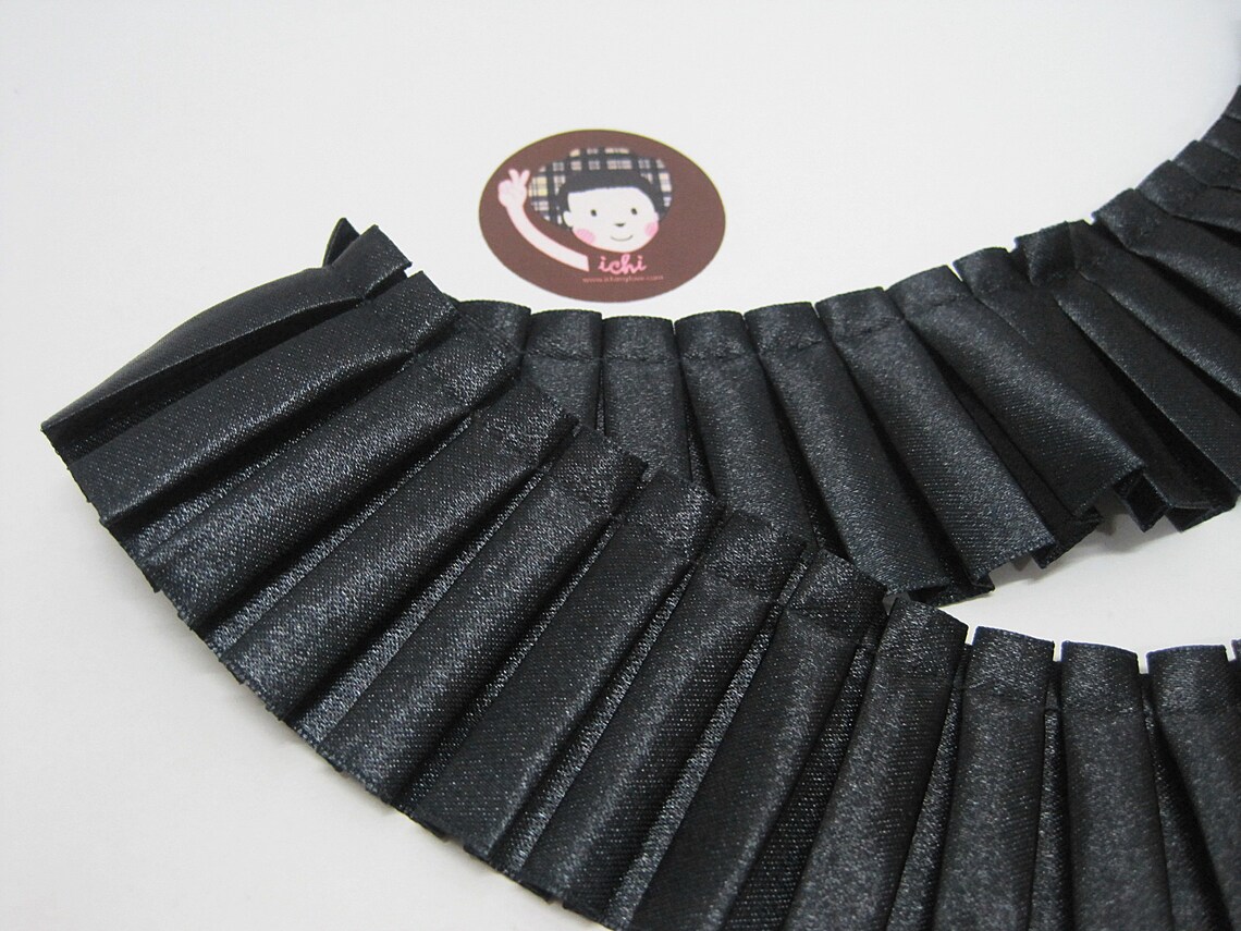 1 Yd 2 Black Satin Box Pleated Trim Box Pleated Trim | Etsy