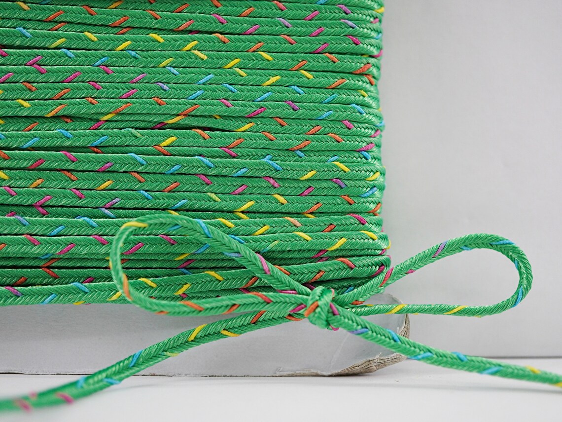 5 Yards Green Sprinkles Soutache Cord, Soutache Braid, Shiny Cord, Flat ...