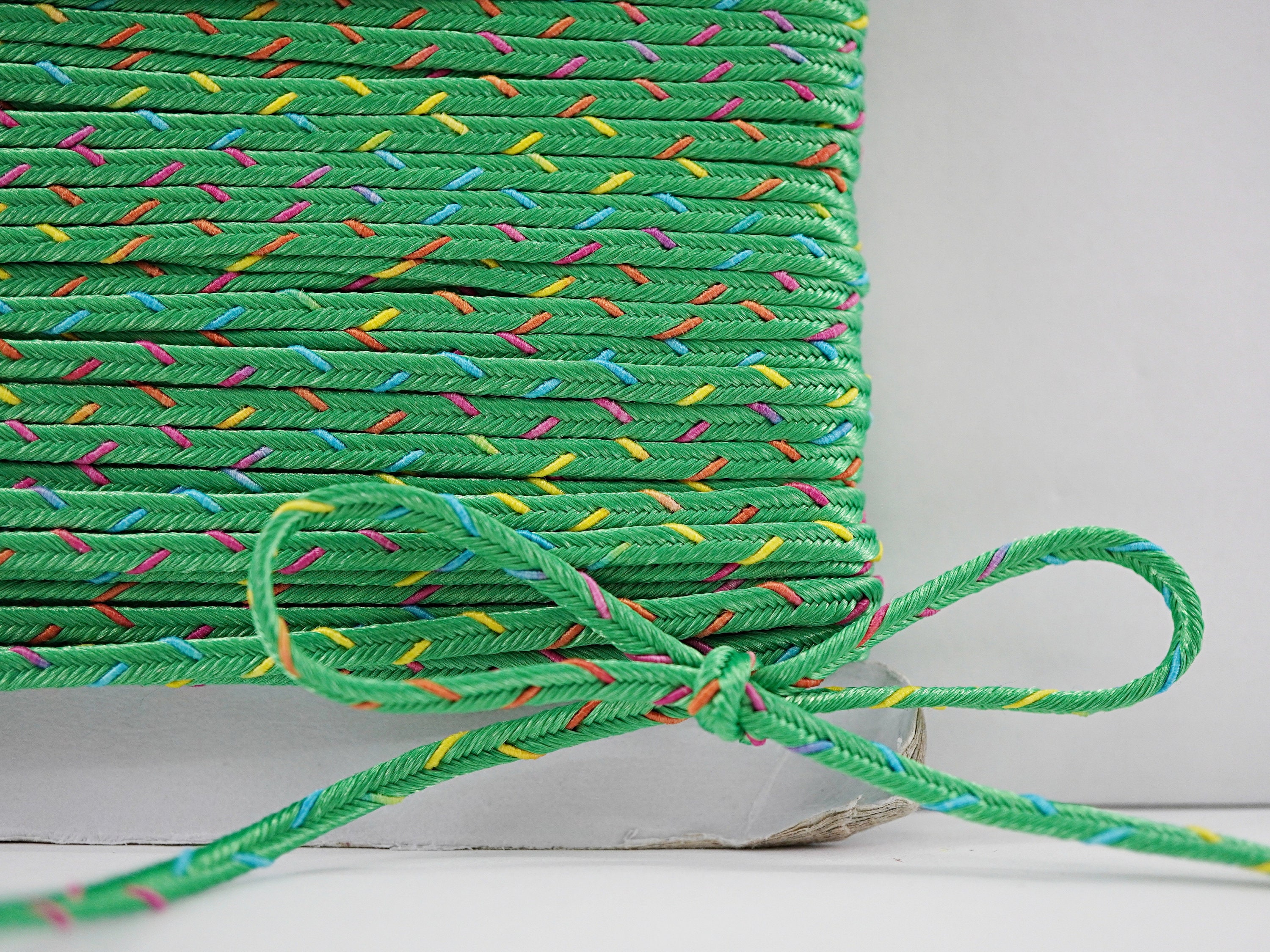 5 Yards Green Sprinkles Soutache Cord, Soutache Braid, Shiny Cord, Flat ...