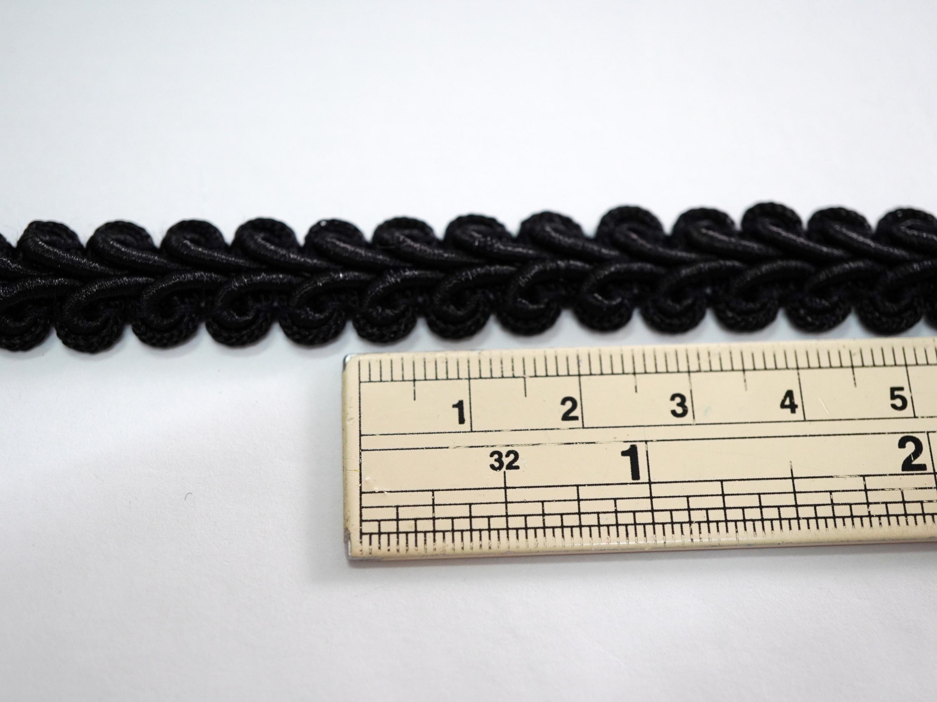 5 Yards 1/2" Black Gimp Braided Trim, Gimp Braid, Braided Cord, Braided ...