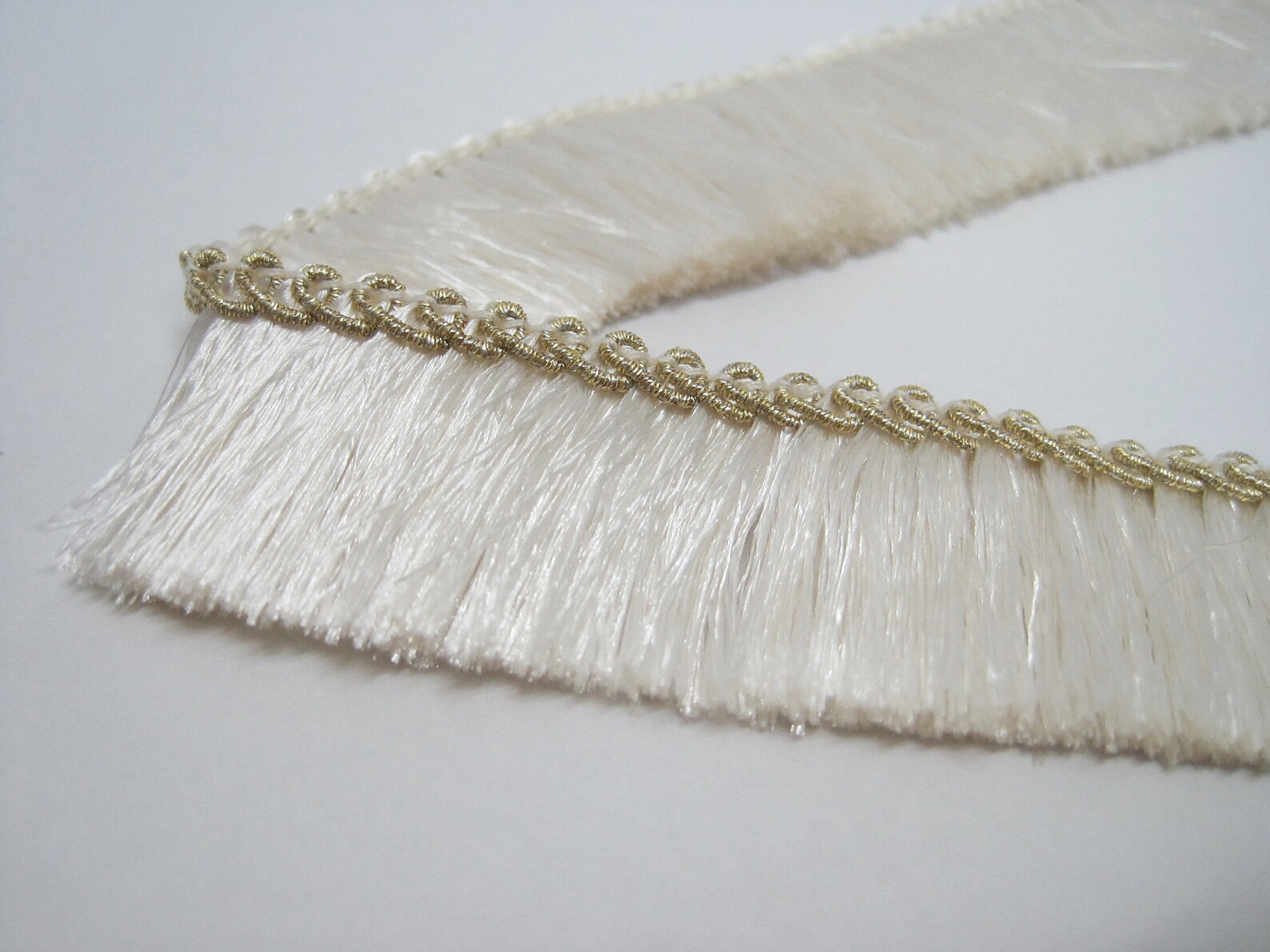 5 Yards Ivory Tassel Fringe Gold Metallic White Trim Fringe | Etsy