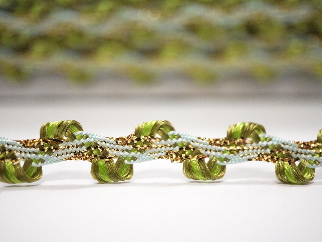 5 Yards Olive Drab Green Rick Rack With Gold Metallic, Green Rick Rack ...