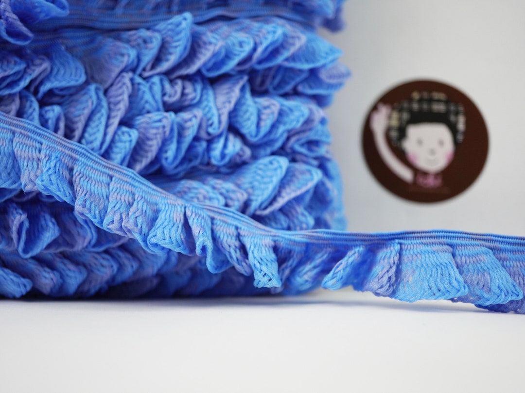 5 Yards Blue Ruffle Trim, Ruffle Lace, Pleated Trim, Ruffled Trim ...