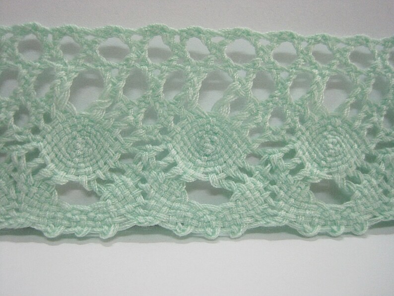 5 Yards Mint Cotton Wide Lace Trim Crochet Lace Trim Mint - Etsy