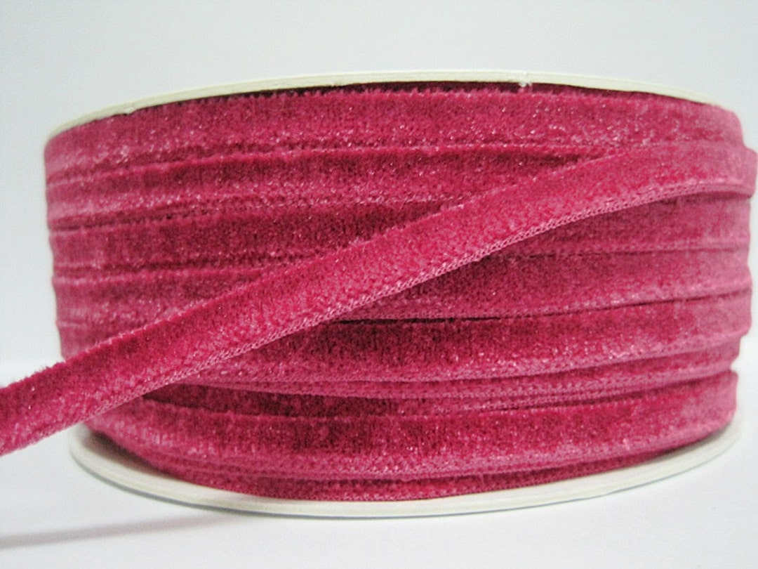 5 Yards 1/4" Hot Pink Velvet Ribbon, Pink Velvet Ribbon, Ribbon Lot ...