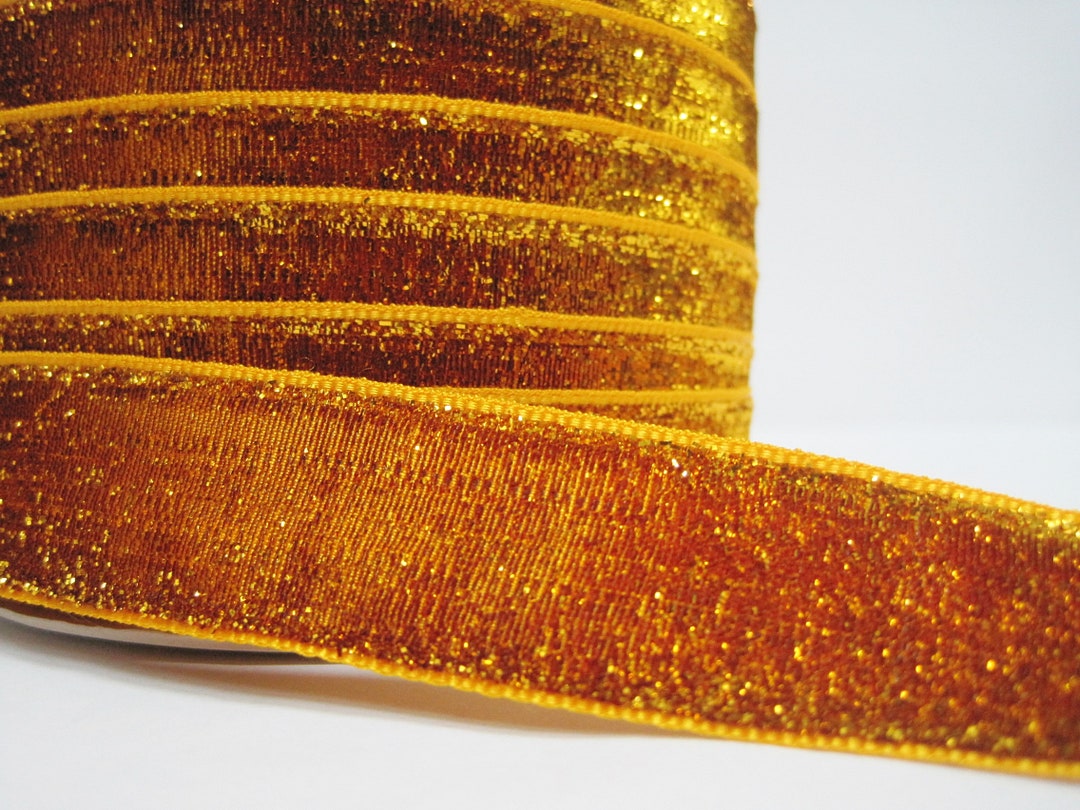5 Yards 1" Orange Glitter Ribbon, Wide Glitter Ribbon, Glitter Yarn ...