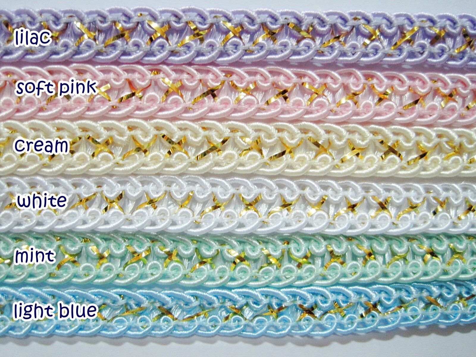 5 Yards 3/8 Mint Gimp Braided With Gold Stitch Gimp - Etsy