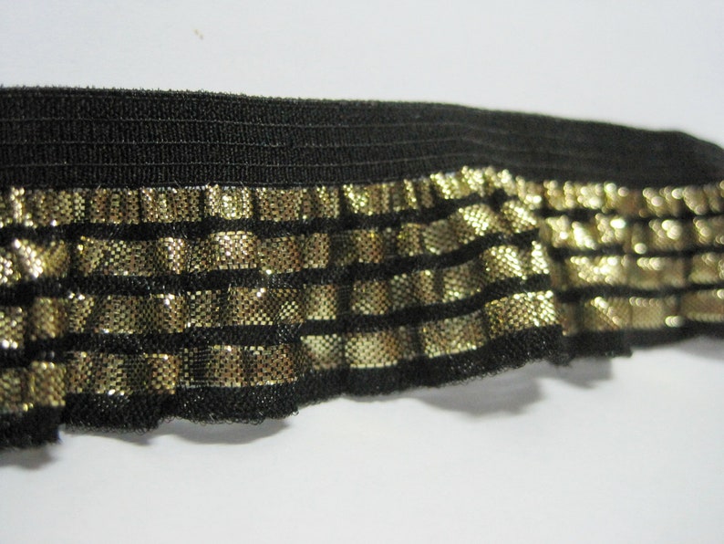 5 Yards Black Gold Metallic Ruffle Elastic Trim Ruffle Trim | Etsy