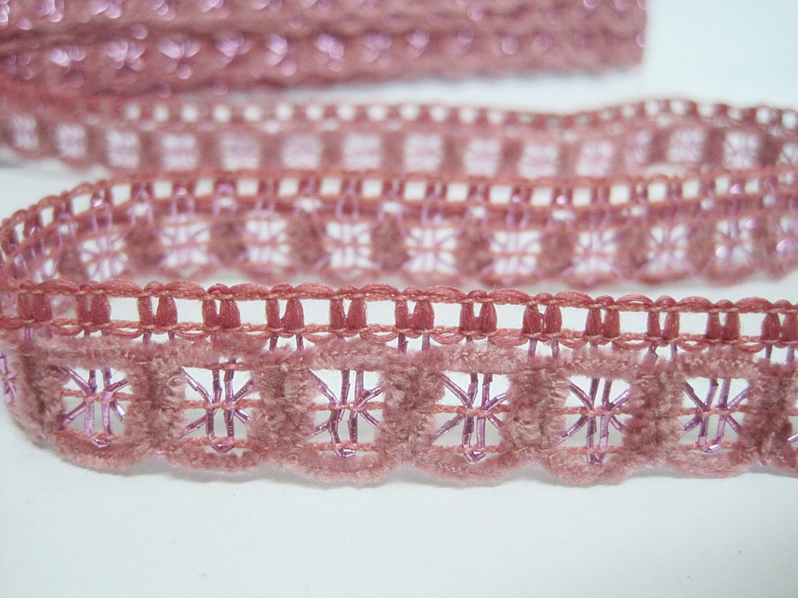 5 Yard of Rose Pink Chenille Metallic Braided Chenille Trim | Etsy