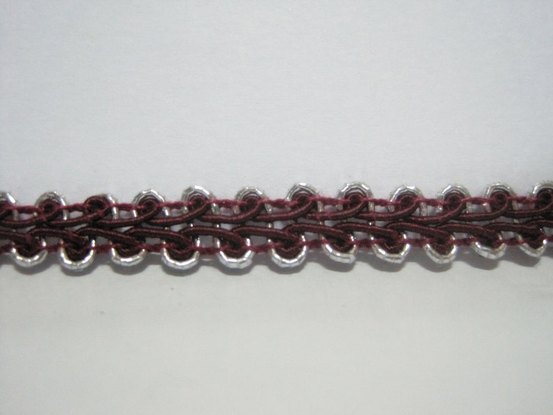 5 Yards 1/4 Burgundy Gimp Braided Silver Edge Gimp - Etsy