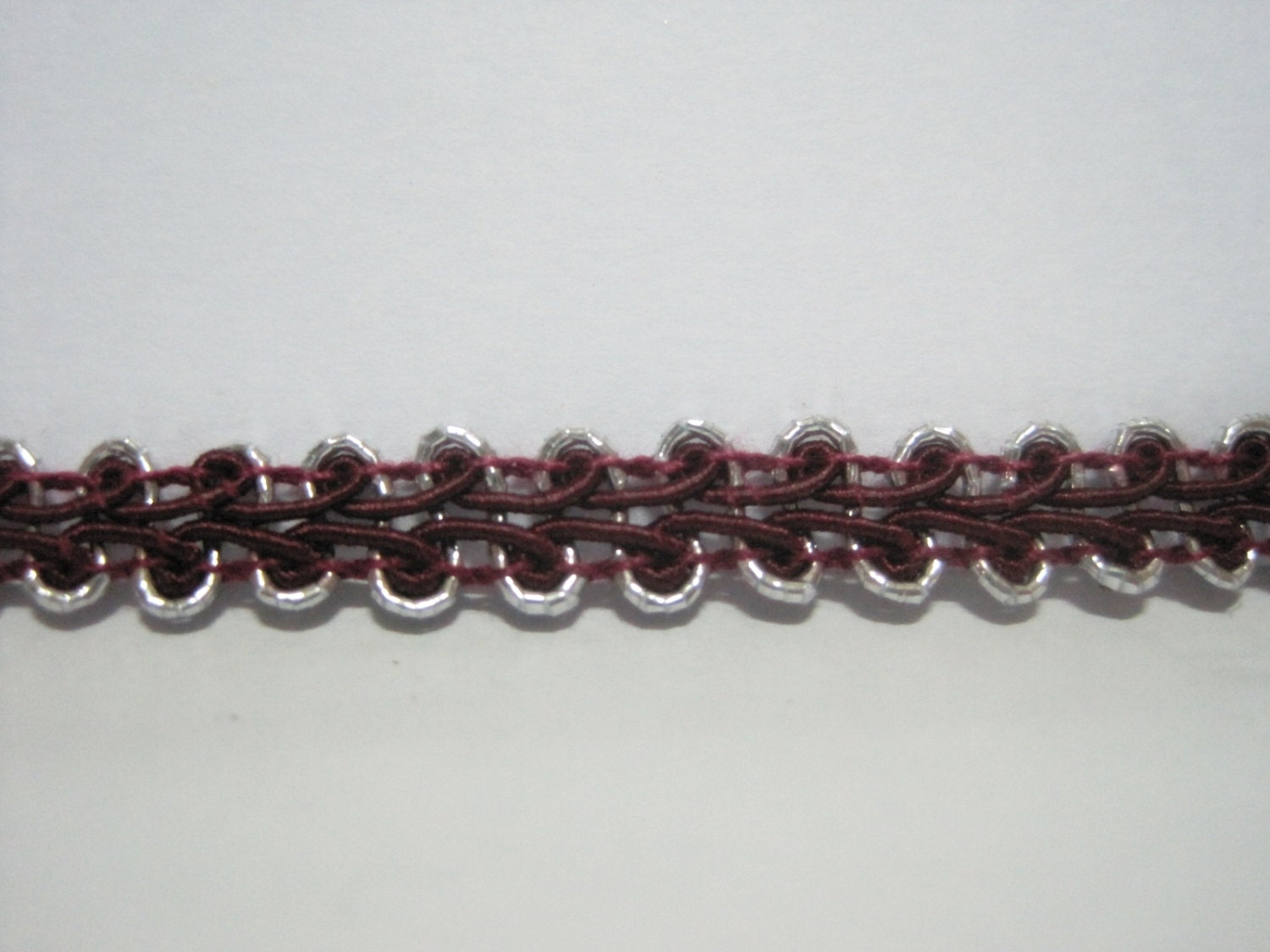 5 Yards 1/4 Burgundy Gimp Braided Silver Edge Gimp - Etsy