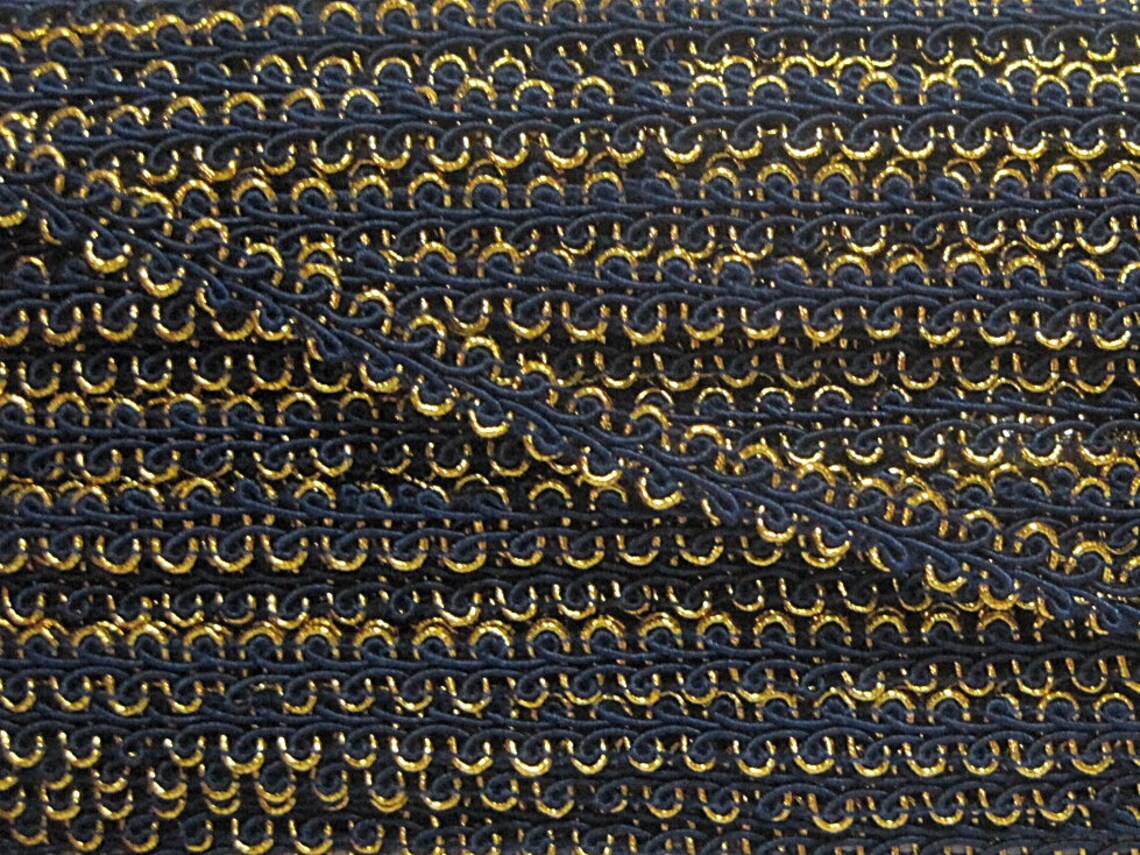5 Yards 1/4 Navy Blue Gimp Braided Gold Edge Gimp | Etsy