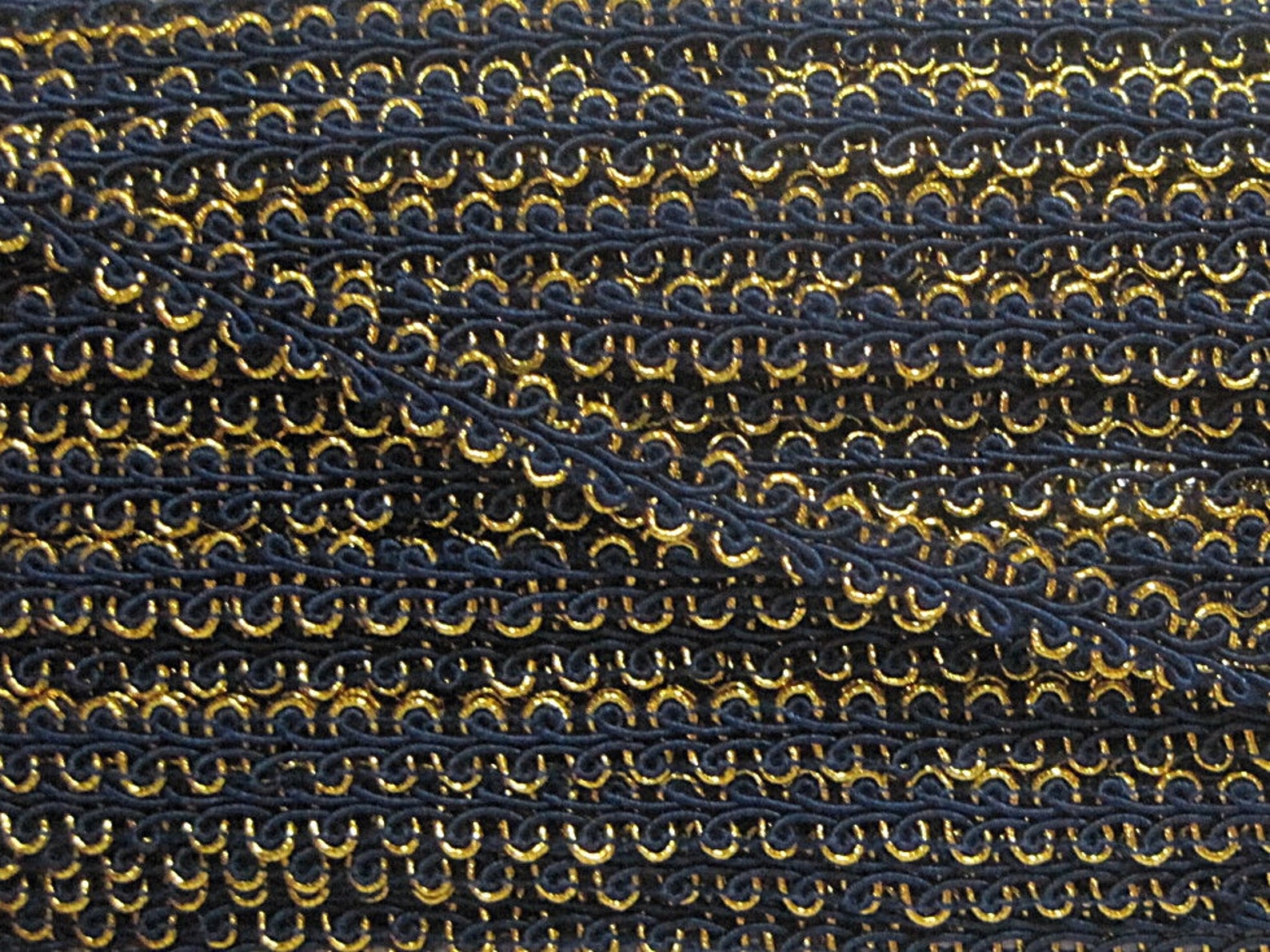 5 Yards 1/4 Navy Blue Gimp Braided Gold Edge Gimp | Etsy